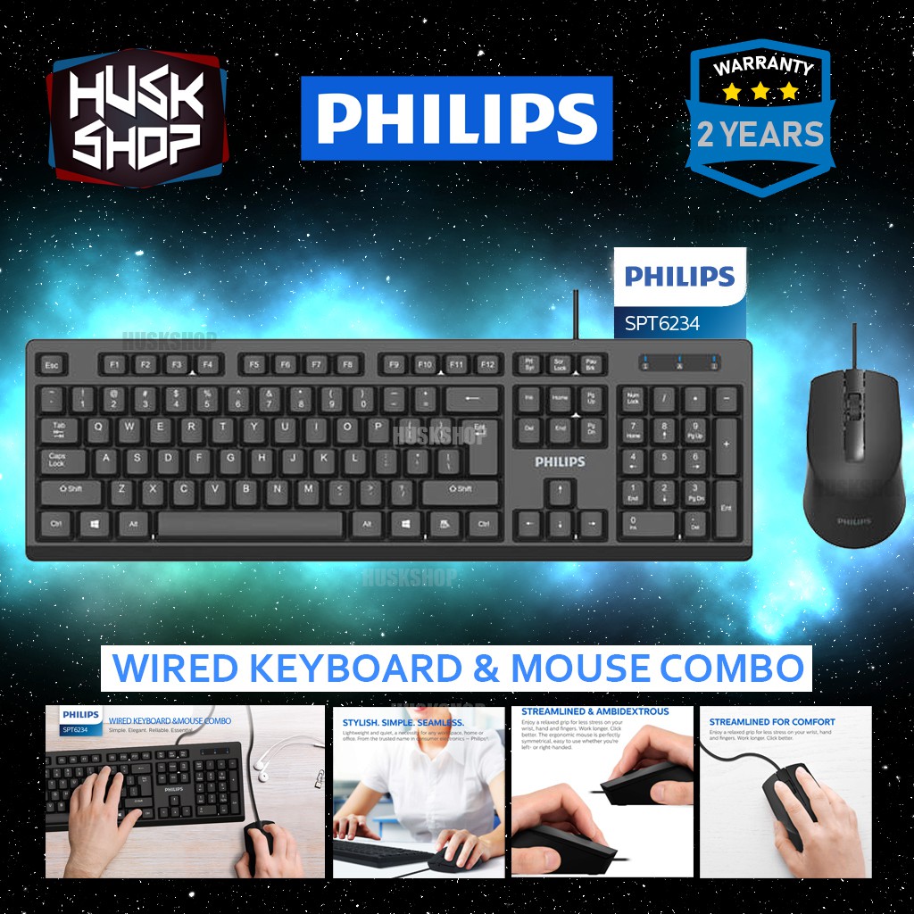 ชุดเมาส์คีย์บอร์ด Philips รุ่น Spt-6234 / C234 Keyboard And Mouse Combo ...