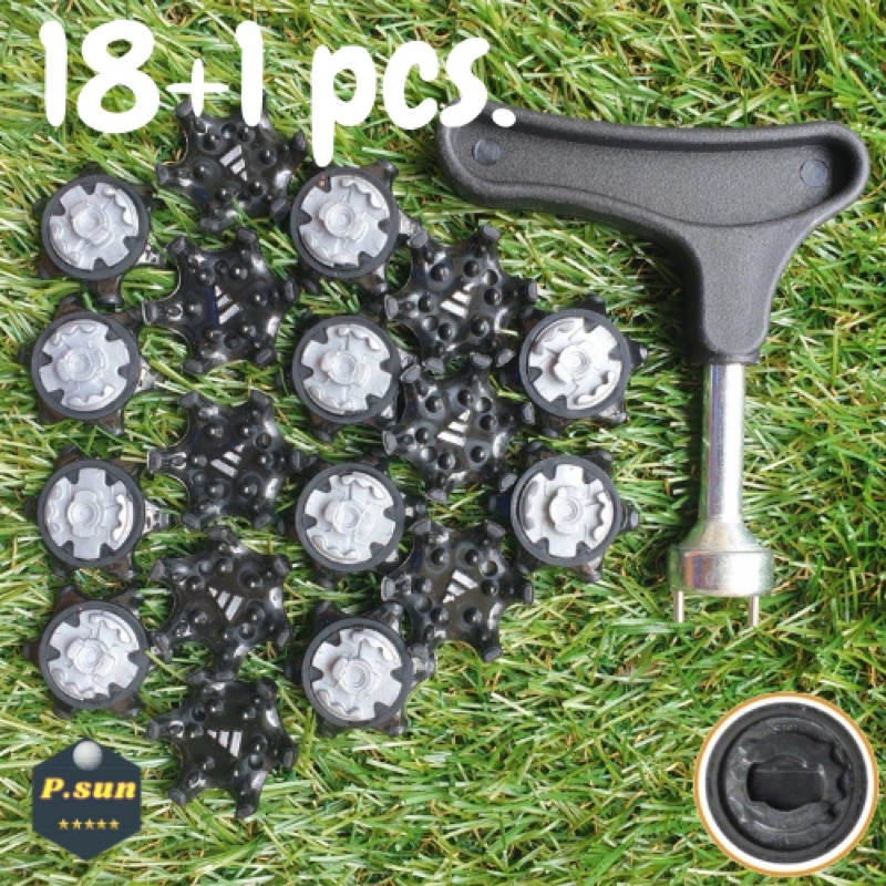 ปุ่มรองเท้ากอล์ฟ 18pcs+1ตัวไขปุ่ม Spikes golf stud type pin performance ...