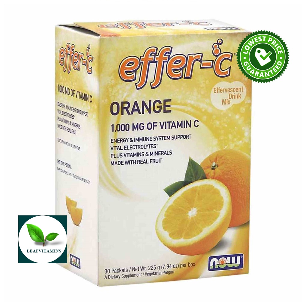 NOW Foods Effer-C Effervescent Drink Mix Orange /30 Packets | Shopee ...