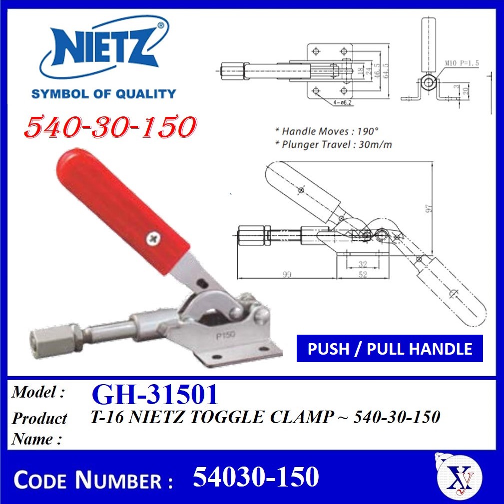 54030-150 GH-31501 NIETZ TOGGLE CLAMP PUSH / PULL HANDLE 540 30 150 | Shopee Thailand