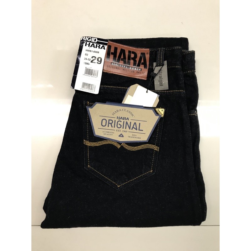HARA JEANS มิดไนท์บลู ผ้าขน กระบอก | Shopee Thailand
