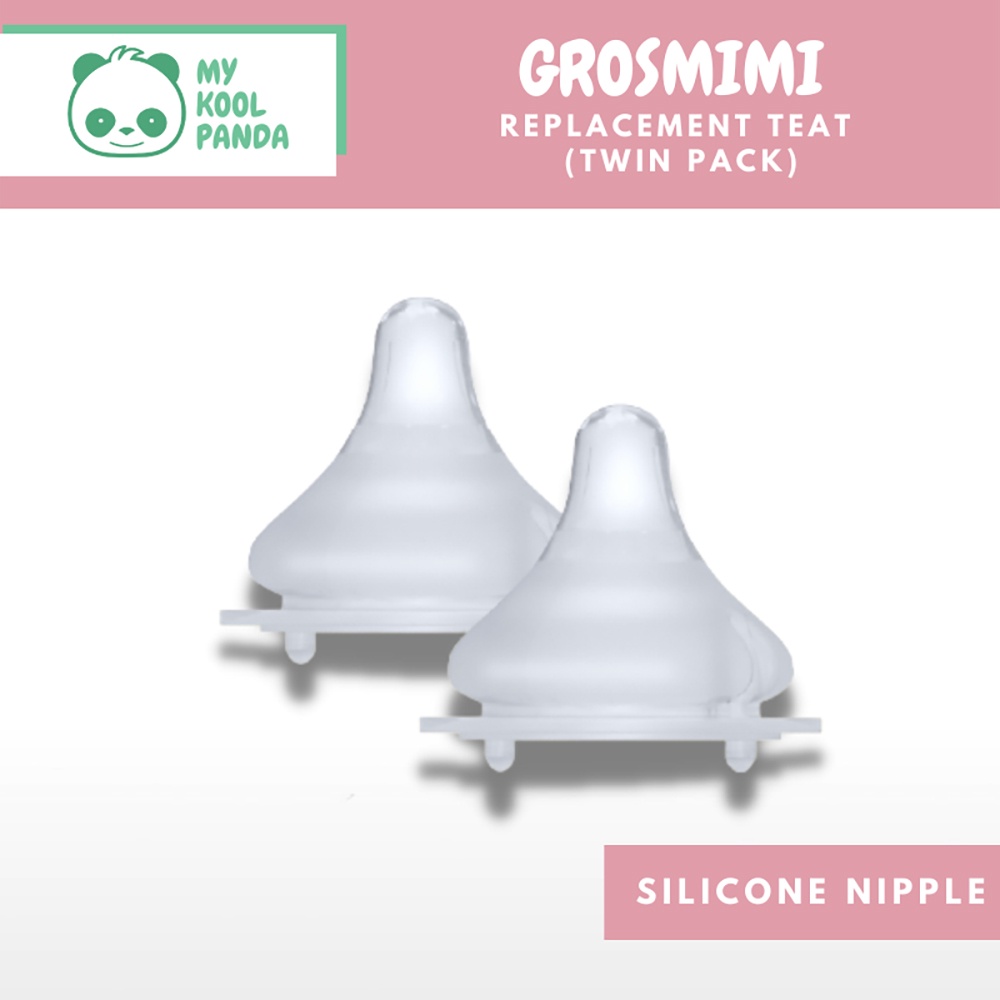 Grosmimi Replacement Teat (Twin Pack), Silicone Nipple, compatible with major brands จุกนม ...