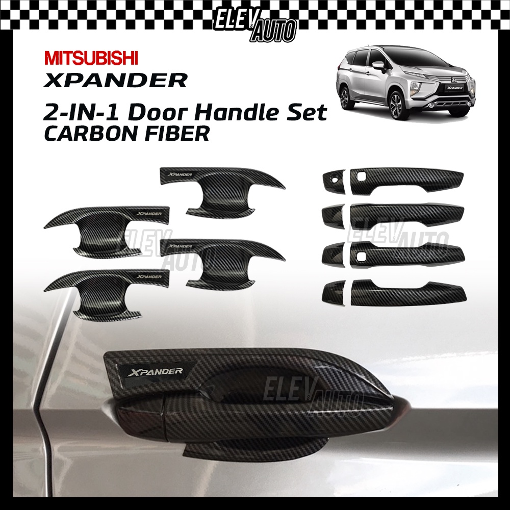 Mitsubishi Xpander CARBON 12PCSชุดมือจับประตูชามฝาครอบTrimอุปกรณ์เสริม ...
