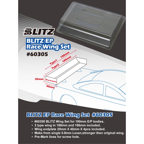 Blitz TC Wing สำหรับรถทัวริ่งขนาด1/10 แบบใส หนา0.8 มิล(2ชิ้น) | Shopee ...