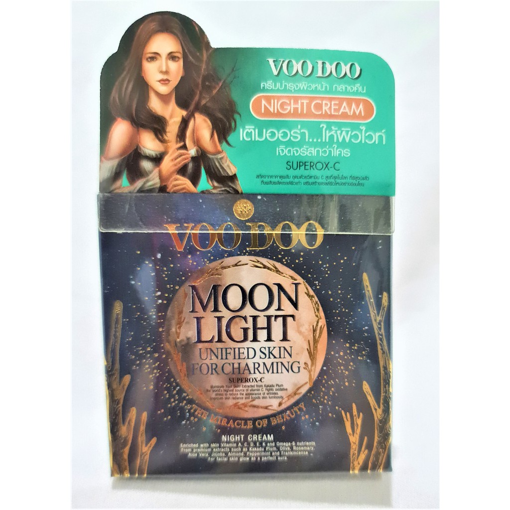 *ของแท้* VOODOO MOONLIGHT NIGHT CREAM ครีมบำรุงผิวหน้าสำหรับกลางคืน ผิวขาวเปล่งประกายขึ้น 15g ...