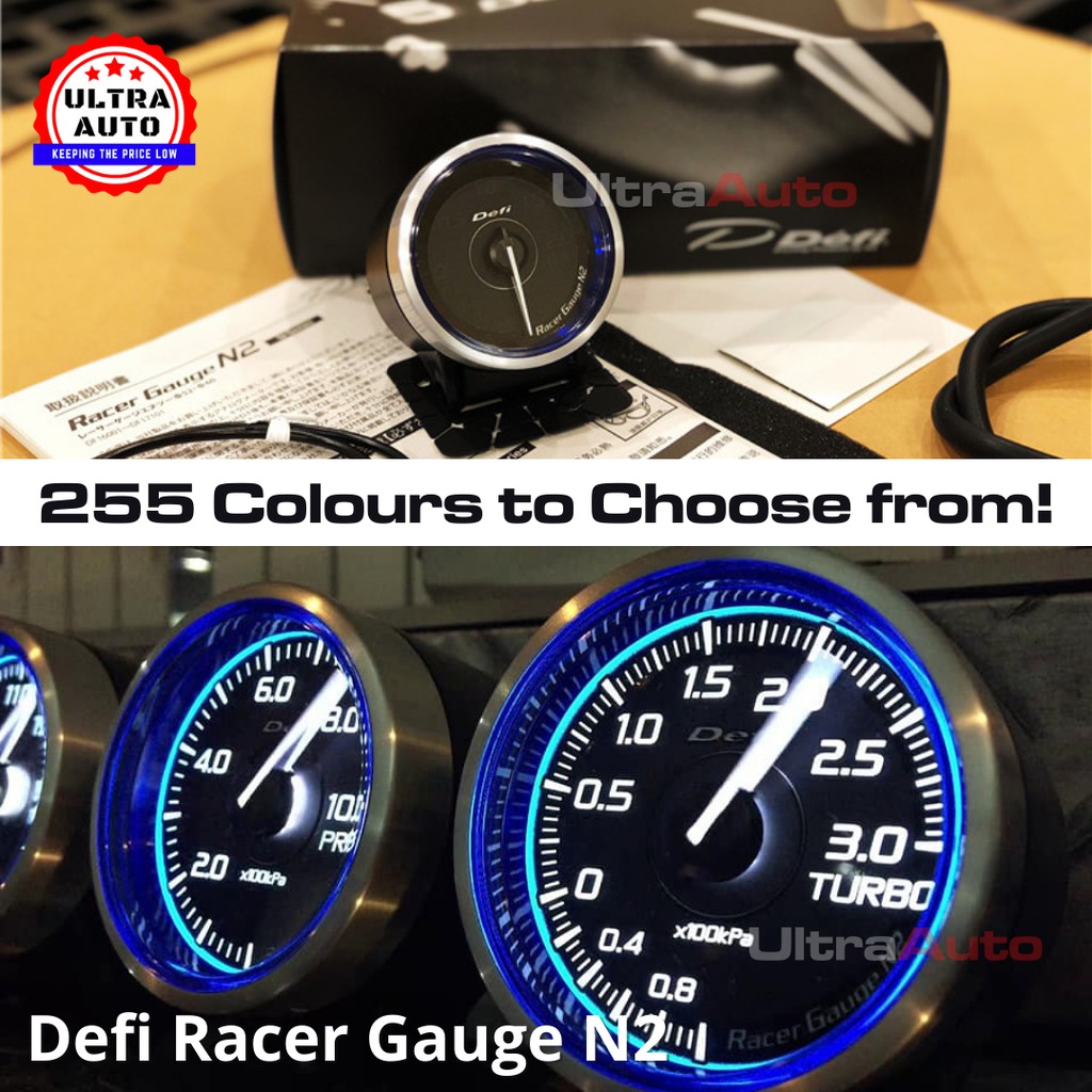 (Defi Racer Meter Gauge N2) 60MM Blue Ring 255 Colors Mechanical Meter ...