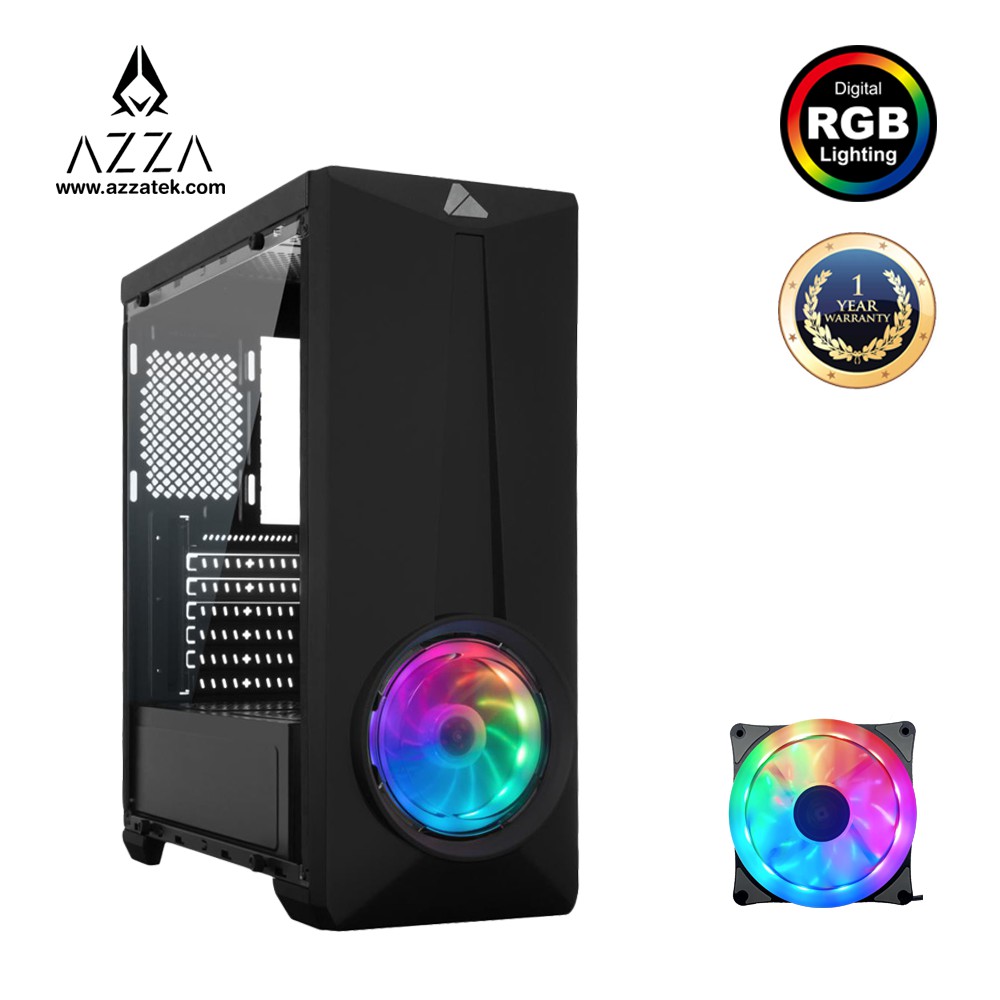 AZZA Mid Tower Gaming Computer Case ARC 241 – Black | Shopee Thailand