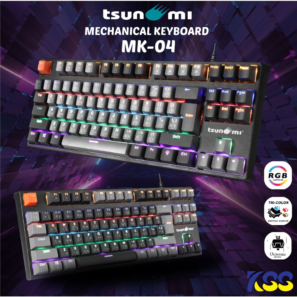 🛒สินค้าใหม่💥 TSUNAMI MK-04 Mechanical TKL Keyboard Outemu Switch รุ่น ...