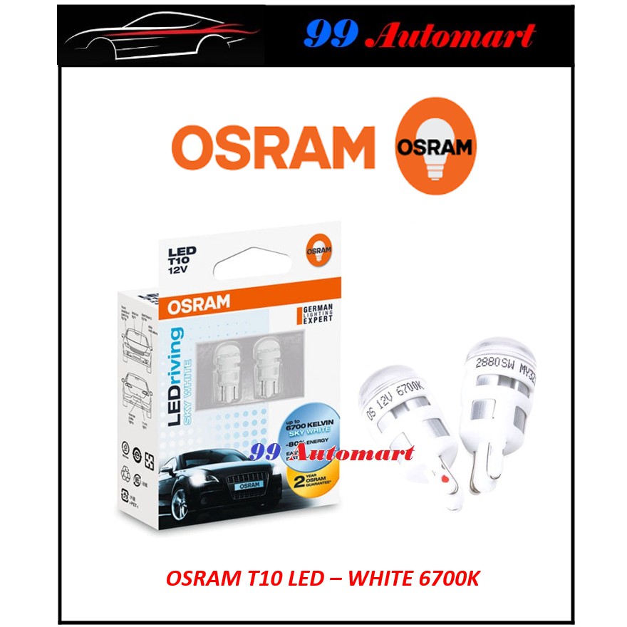 หลอดไฟ LED OSRAM T10 W5W 4090 6700K 12V สีขาว 1 คู่ | Shopee Thailand