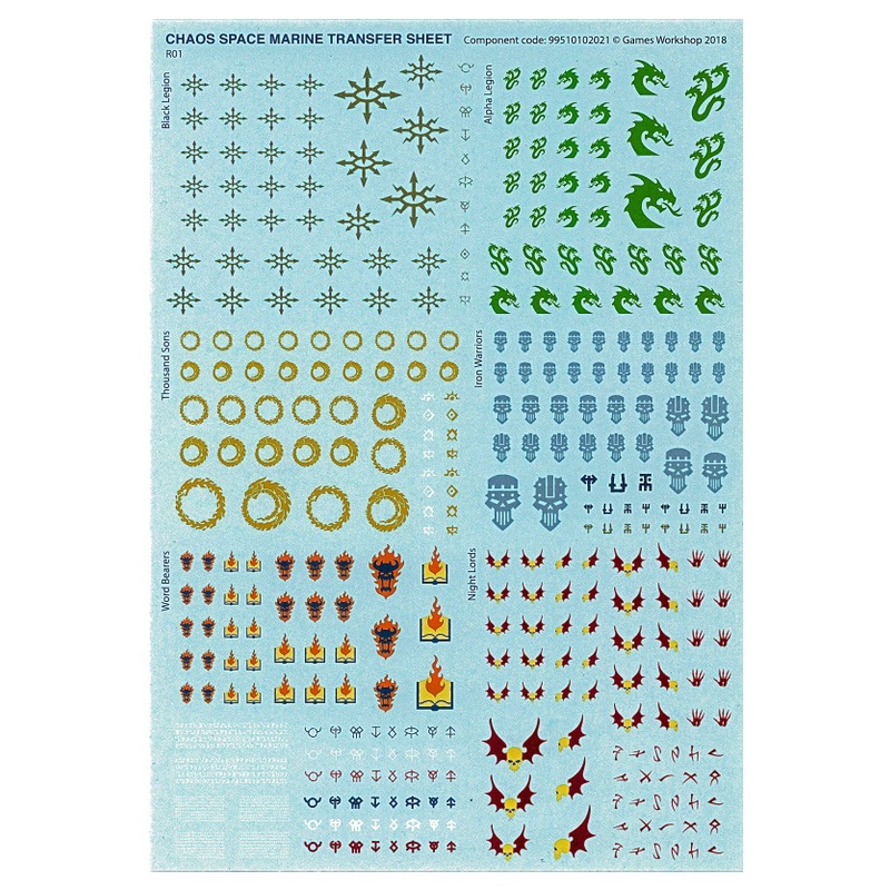 Chaos Space Marines - Transfer Decal Sheet - Warhammer 40k Night Lords ...