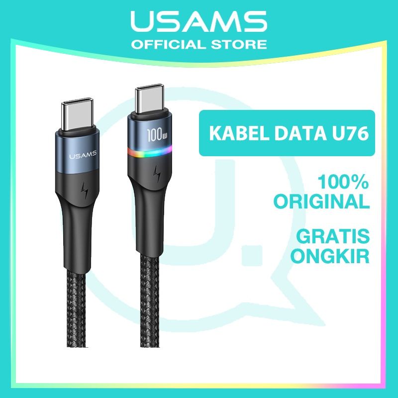 Usams U76 Qc Pd ชาร์จเร็ว 100W Type-C ถึง Type-C 5A สายเคเบิลข้อมูล Led ...