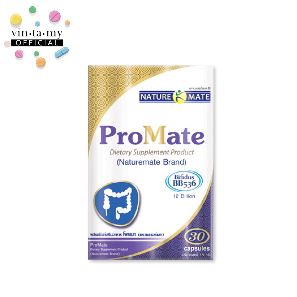 โพรไบโอติก Naturemate(เนเจอร์เมท) Promate ขนาด 30 แคปซูล [Exp.09/02 ...