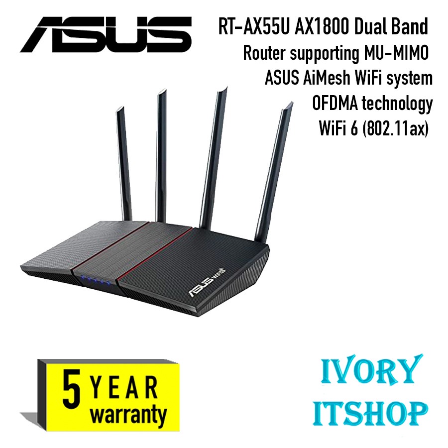 ㍿RT-AX55 ASUS WiFi 6 AX1800 Dual Band Wireless Router RT AX55 ...