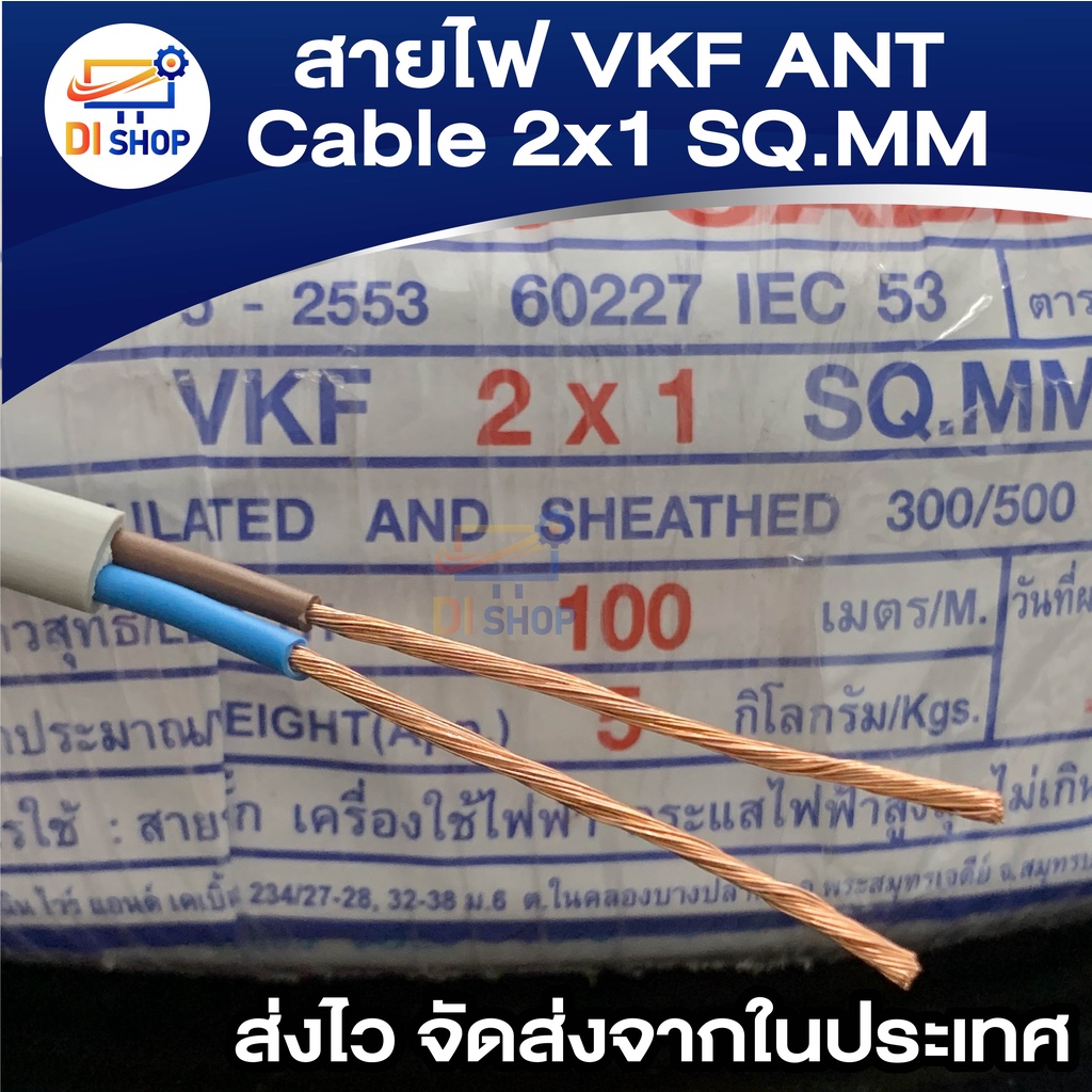 สายไฟ VKF ANT CABLE 2x1 SQ.MM ของแท้ สินค้าคุณภาพ ยาว 20m - 100m | Shopee Thailand