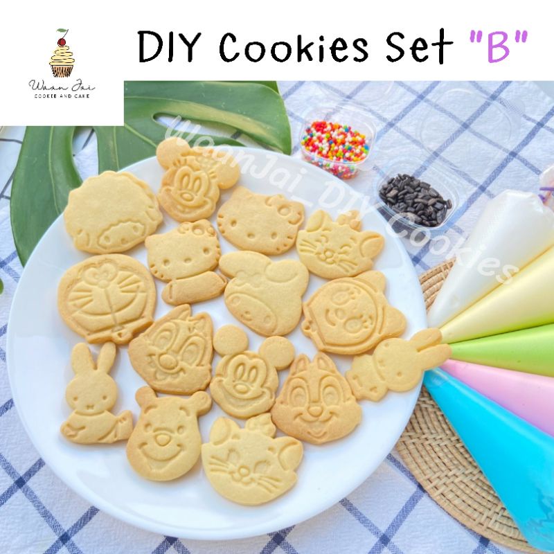 DIY Cookies Set " B" คุกกี้แต่งหน้าเอง ด้วยรอยัลไอซิ่ง ชุด 15 ชิ้น ...