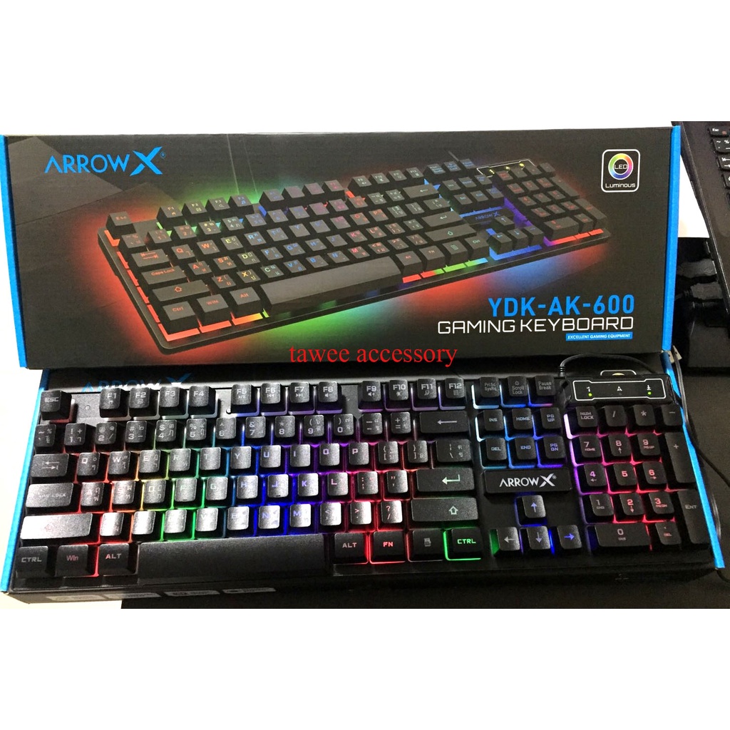 ARROW X YDK-AK-600 คีย์บอร์ด Keyboard RUBBER DOME RAINBOW LED (EN/TH ...