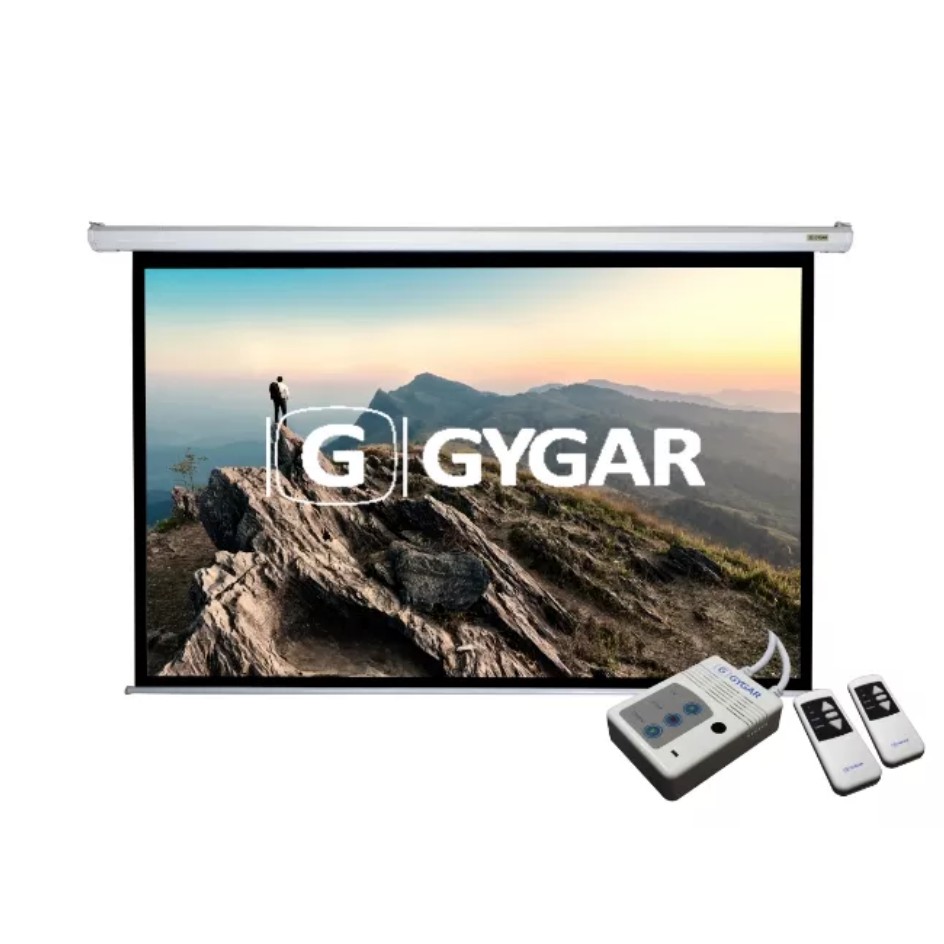 จอรับภาพ โปรเจคเตอร์ แบบควบคุมการขึ้นลงด้วยมอเตอร์ไฟฟ้า GYGAR Motorized Screen Gygar (120") 4:3 ...