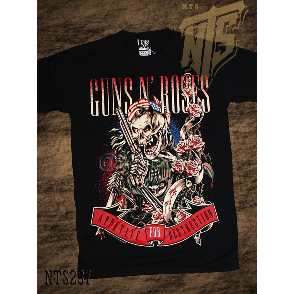 NTS 237 GNR Guns n' Roses ROCK เสื้อยืด ลายวงดนตรี ซิลค์สกรีน ผ้าคอตตอน ...
