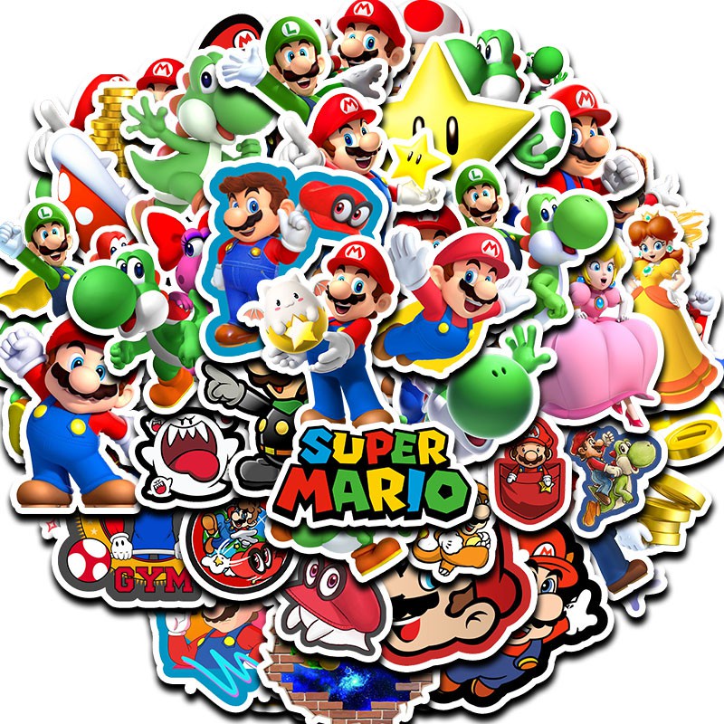 【LARGE STICKER】50Pcs Super Mario Stickers Game series for Car Laptop ...