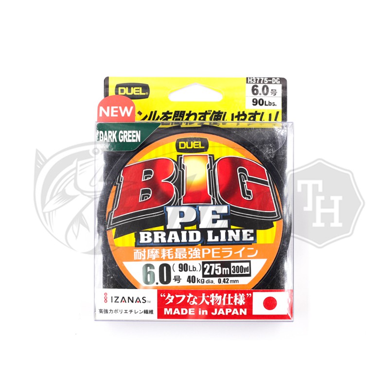 สาย PE DUEL BIG PE BRAID LINE PE6(90LB)ม้วน 300 หลา สีเขียวเข้ม ...