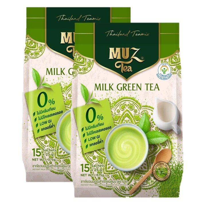 MuZ 3in1 Green Tea Mix มัช ชาเขียวนม ล้าเต้ ปรุงสำเร็จชนิดผง 25g. x 15 ...