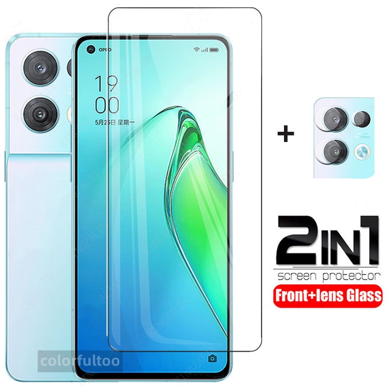 2 IN 1 ฟิล์มกระจกนิรภัยกันรอยหน้าจอ แบบใส สําหรับ Oppo Reno 8 7 Pro 7Pro 7SE Reno8 Pro Reno7 SE ...