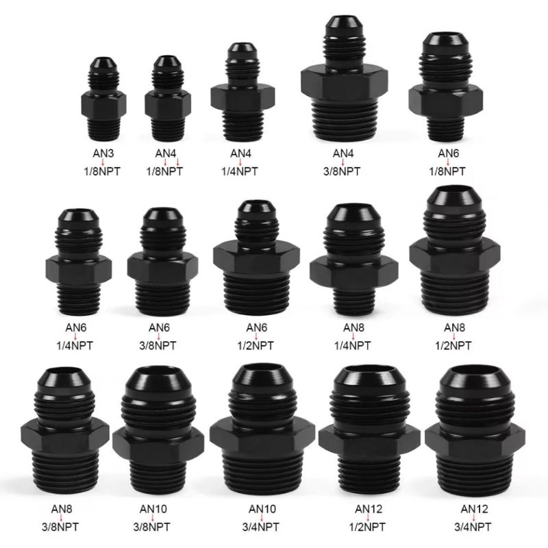 GF17 Aluminum Straight AN Flare Male to NPT Pipe Adapter Hose Fitting ...