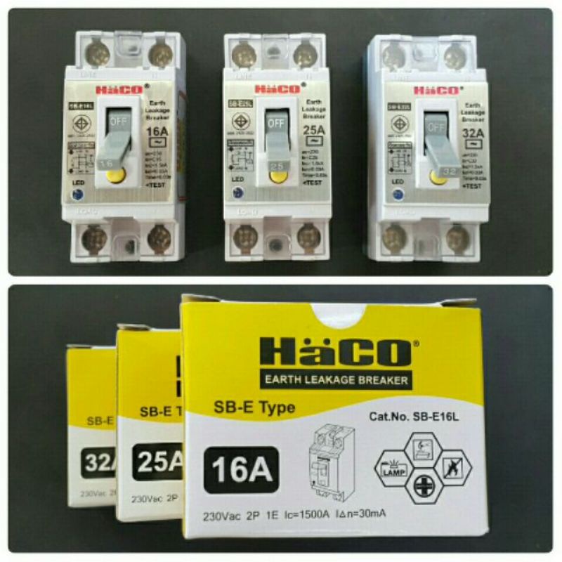 Haco เบรกเกอร์กันดูด มีสัญญาณไฟ 16A,25A,32A,40A | Shopee Thailand