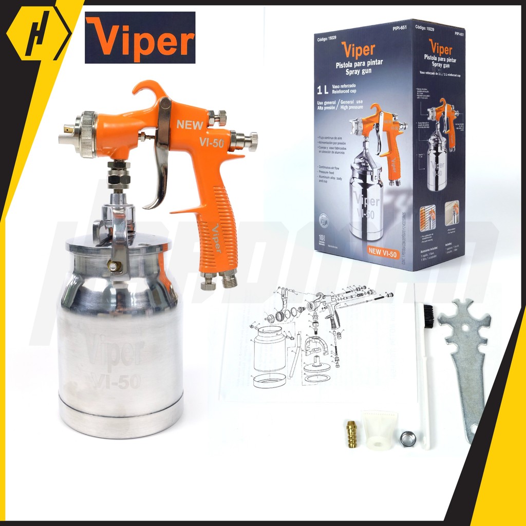 VIPER VI-50 Spray Gun กาพ่นสี แบบดูด กาล่าง 1000 ซีซี (หัวฉีด 1.5 มม. ...