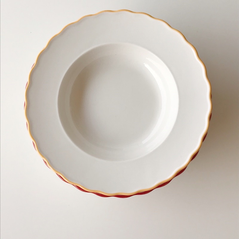 จานเซรามิคก้นลึก ขอบหยัก สไตล์เกาหลี ทานสปาเกตตี้ jagged edge plate ...