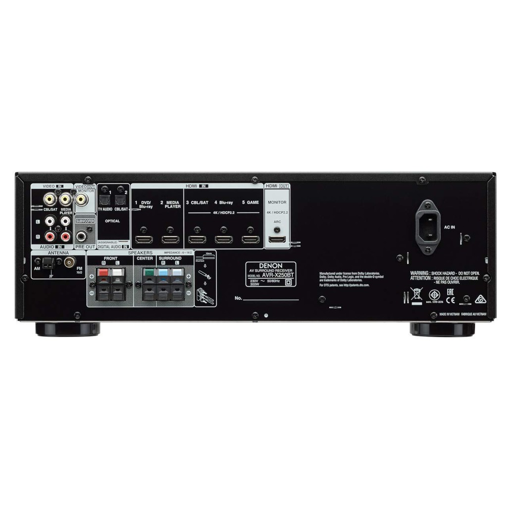 DENON AVR-X250BT 5.1 Channel 4K Ultra HD AV Receiver With Bluetooth ...