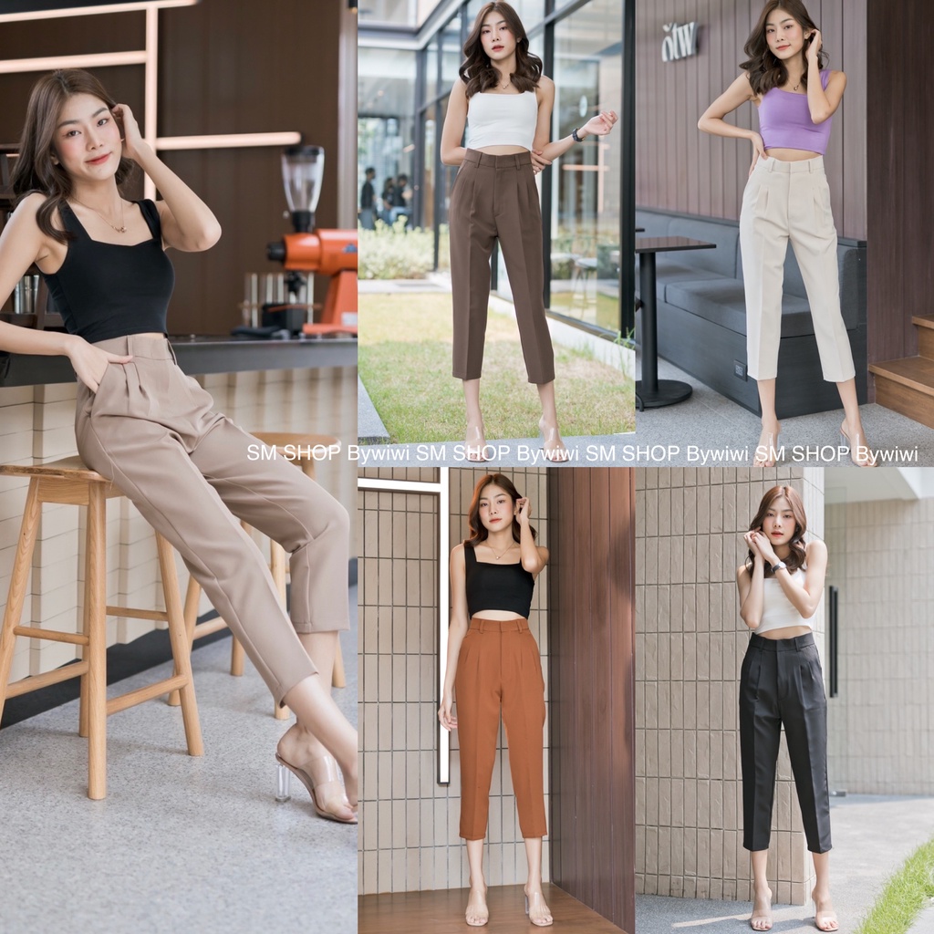 🌈รุ่น Boy7🌈 กางเกงทรงบอยชุด2 รุ่นBOY7 เอวสูง งานป้าย 7ส่วน ผ้าไอวี่หรือผ้าเปเป้ พร้อมส่ง📦 ...