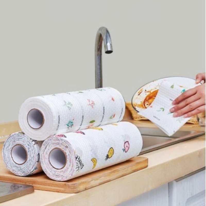 ห้องครัว TISSUE PAPER TOWEL ROLL 50PCS/ROLL THICK PACKAGE LAZY RAG ...