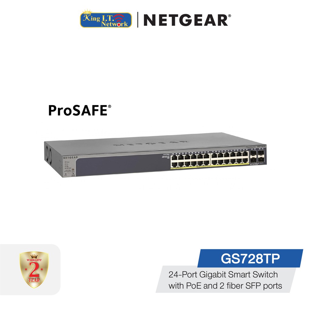 NETGEAR (GS728TPv2) 24-Port Gigabit Ethernet PoE+ (190W) Smart Switch ...