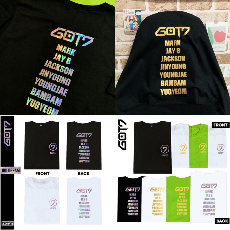 💚 เสื้อ GOT7 🌿 7MEMBERS T-shirt 💿Hologram🏅Gold สกรีนหน้า-หลัง | Shopee ...