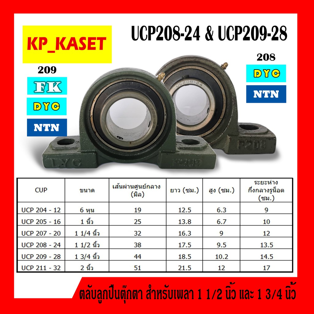 ลูกปืนตุ๊กตา UCP 208-24 รูเพลา 1-1/2 นิ้ว และ UCP 209-28 รูเพลา 1-3/4 นิ้ว ลูกปืนตุ๊กตาแบบขาตั้ง ...