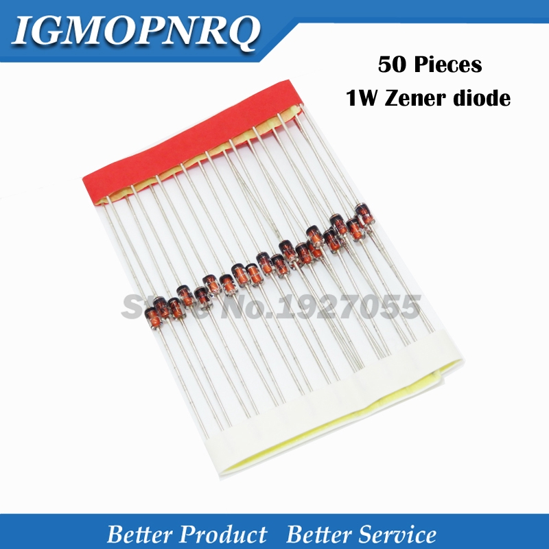 100pcs 1W Zener diode DO-41 10V 11V 12V 13V 15V 16V 18V 20V 22V 24V 27V 30V 33V 1N4740 1N4742 ...