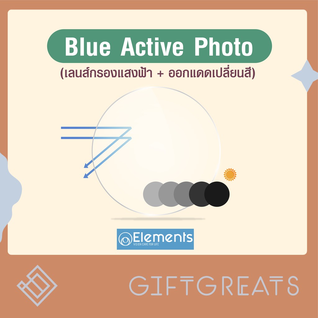 Elements Blue Active Photo - เลนส์กรองแสงสีฟ้าออกแดดเปลี่ยนสี สายตา บลู ...