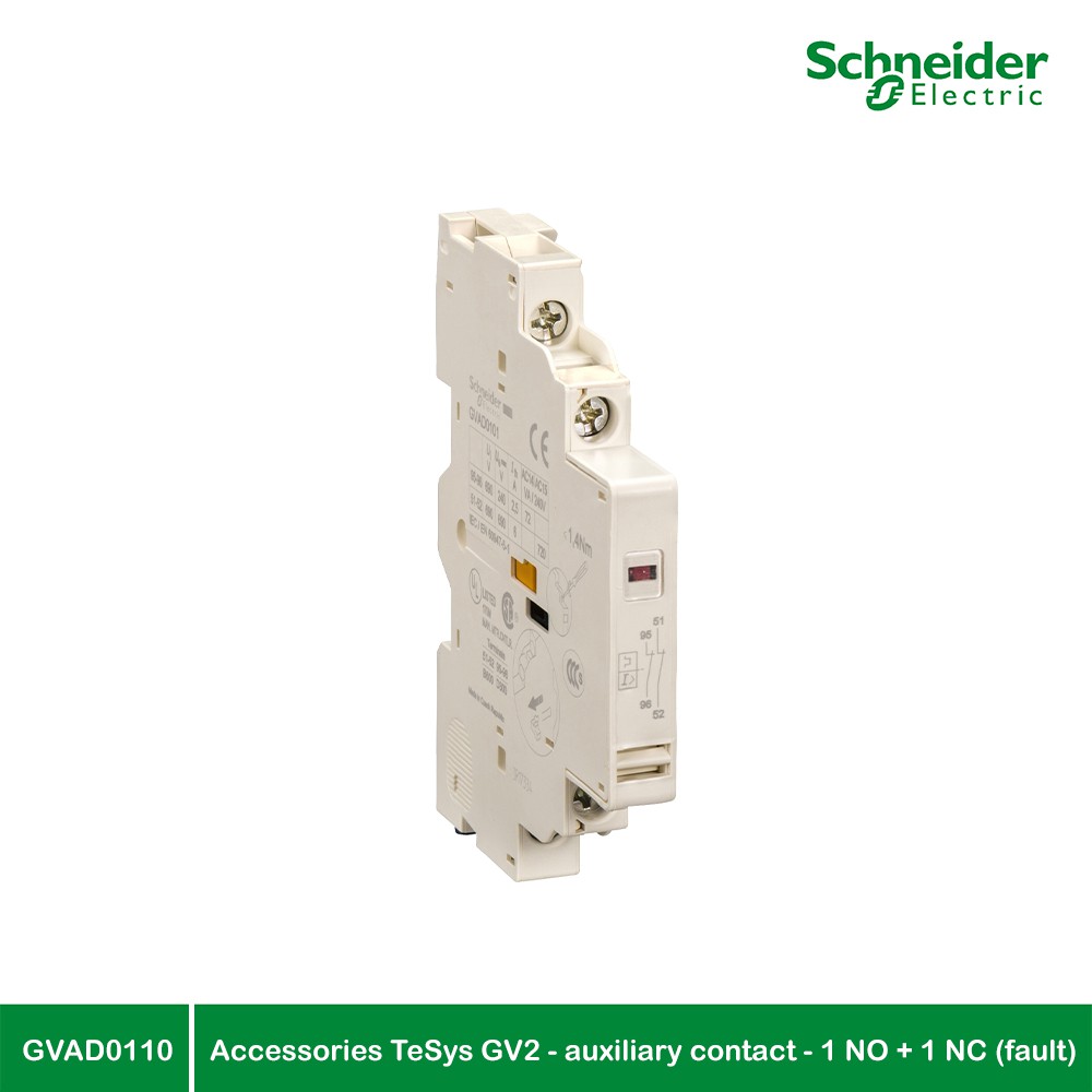 Schneider Electric - TeSys GV2 - auxiliary contact - 1 NO + 1 NC (fault ...