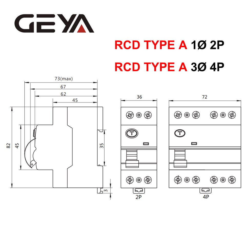 RCCB Type A 40A [Geya] สำหรับงานติดตั้ง EV Charger / RCCB type A 【พร้อม ...