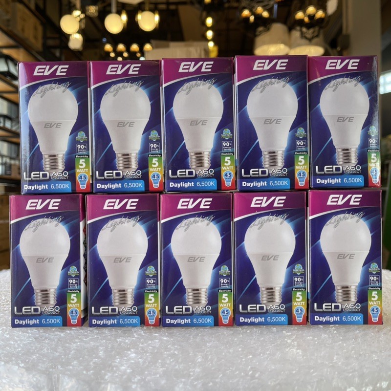 ยกกล่อง10หลอด หลอดLED 5w A60 PROJECT EVE Daylight | Shopee Thailand