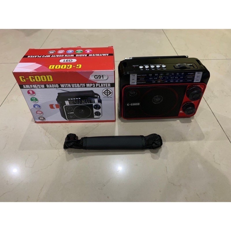 วิทยุพกพา G-Good G-91 ต่อหูฟังได้,ขนาดเท่าฝ่ามือ, USB, SD card, ชาร์จแบตได้มีแบตในตัว, ต่อ AUX ...