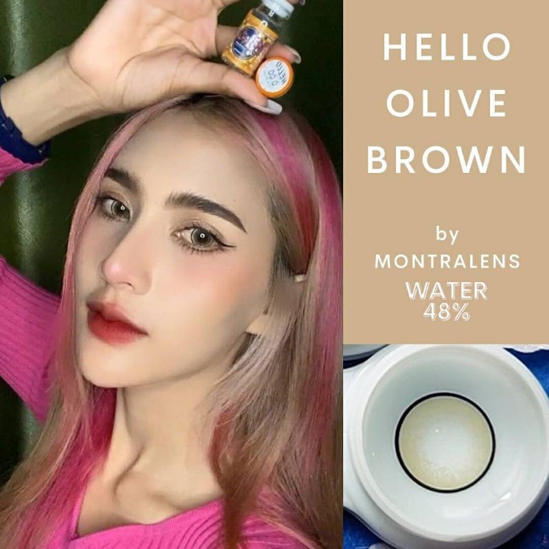 คอนแทคเลนส์🌈Hello🌈 Brown / Olive brown (Montra) ขนาดบิ๊กอาย💖 | Shopee ...