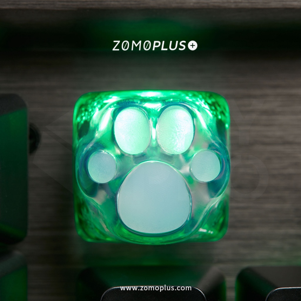 [ZM3] คีย์แคป ZOMOPLUS อุ้งเท้าแมว ไฟลอด สีเขียว เกล็ดหิมะ ZOMO Artisan ...
