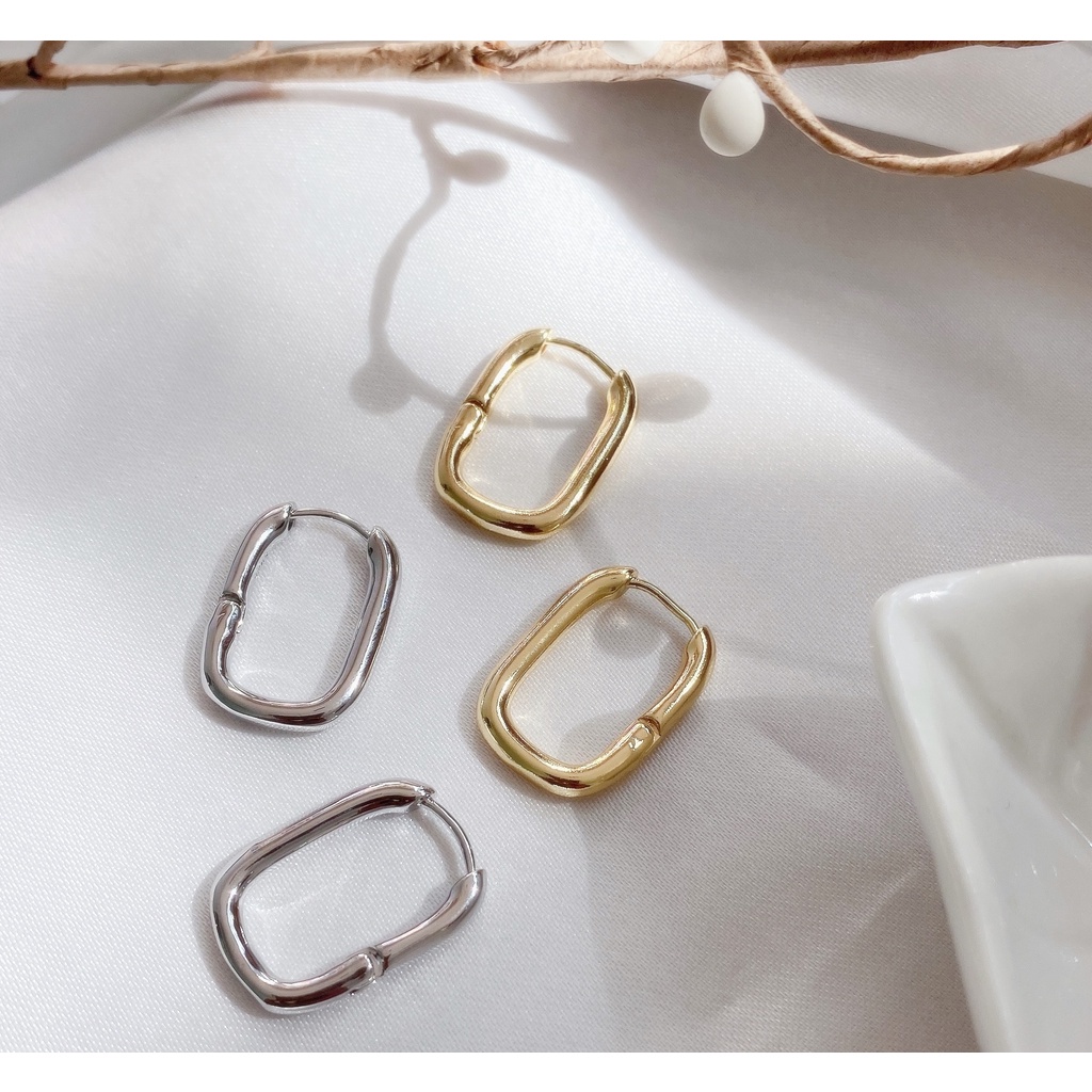 252- Simple U-shaped hoop earrings S925 silver ต่างหูแบบเจาะ รูปทรงตัวยู เป็นเงิน 92.5 | Shopee ...