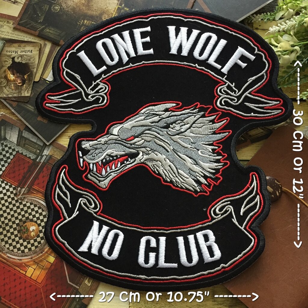 Lonewolf No Club ตัวรีดติดเสื้อ รถแข่ง ไบค์เกอร์ มอเตอร์ไซด์ ตกแต่งเสื้อผ้า แจ๊คเก็ตยีนส์ ...