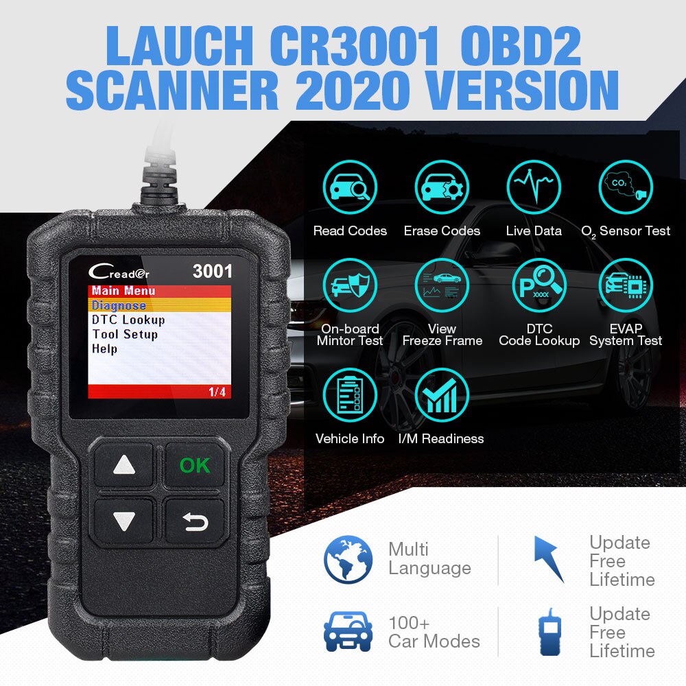 Launch CR3001 OBD2 เครื่องอ่านรหัสอายุการใช้งาน USB Update เครื่องมือ ...