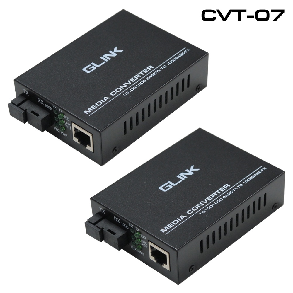 Glink CVT-07/GCVT-04 Fiber Ethernet Media Converter A+B 10/100/1000 20Km/3Km SC Fiber Single ...