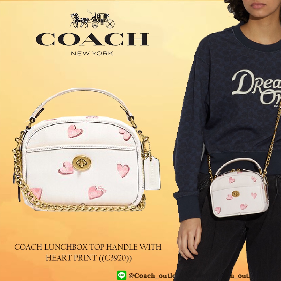 Limited edition💥 COACH LUNCHBOX TOP HANDLE WITH HEART PRINT ((C3920 ...