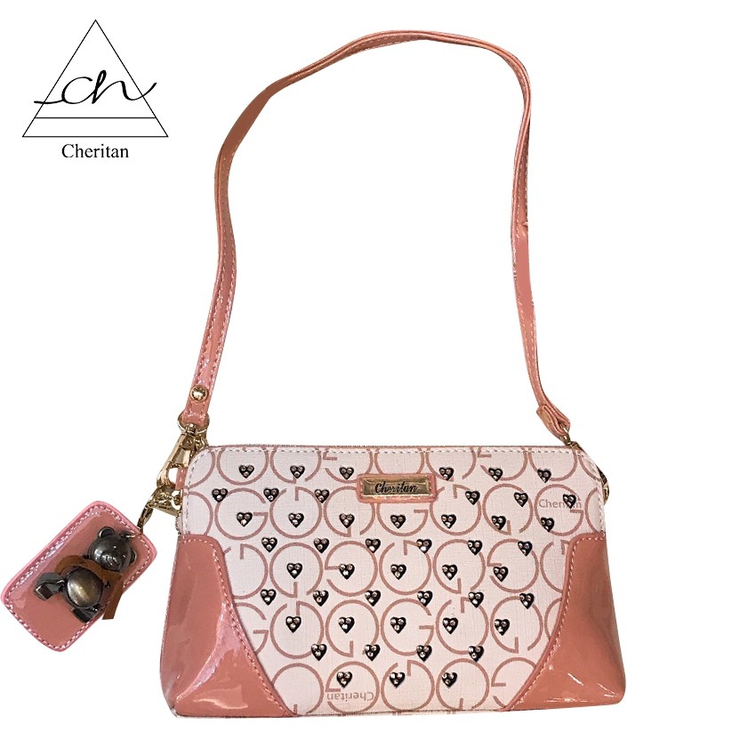 Cheritan คลัทช์ กระเป๋าสะพายข้างซิปคู่ รุ่นE10-1 ฉลุติดครัสตัล กระเป๋า ...